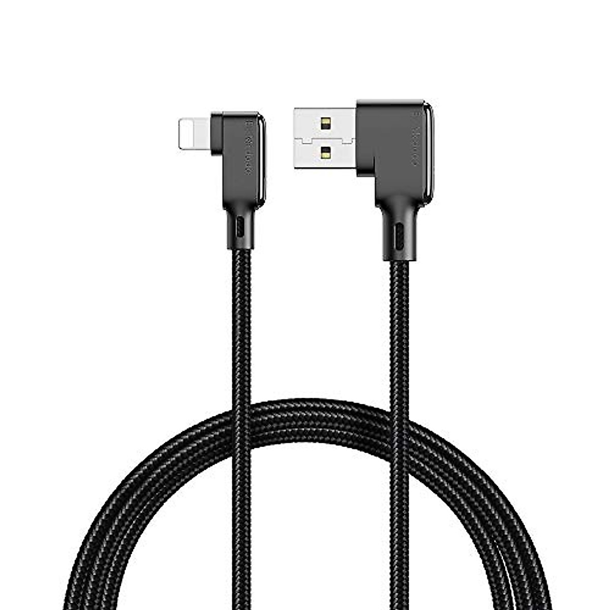 Mcdodo USB 90 Degree Right Angle Design Gaming LED Cord Nylon Braided Sync Charge USB Data 6FT/1.8M Cable Compatible with New Phone List Below (Black, 6FT/1.8M)