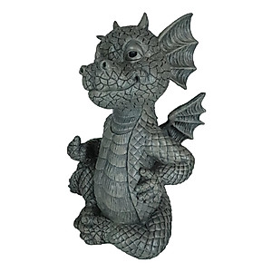 Ebros Keep Off Flip The Bird Rude Baby Dragon Sitting Statue 10" H Fairy Garden Faux Stone Resin Finish Guest Greeter Figurine