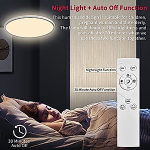 BestLuz LED Flush Mount Ceiling Light Fixture with Remote, Waterproof 12 Inch Ultra-Thin Modern Round Fixture, 3000K/4000K/6500K Selectable & Dimmable for Bedroom/Kitchen/Bathroom