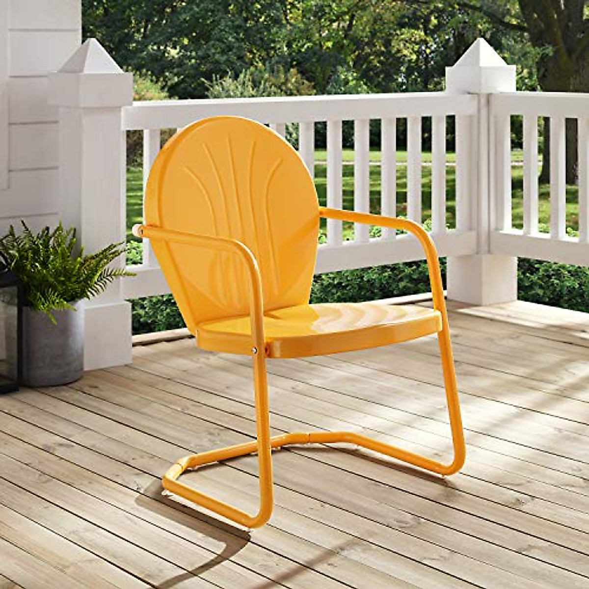 Crosley Furniture Griffith Outdoor Chair, Retro Metal Patio Chairs for Dining, Porch, Deck, Balcony, Tangerine