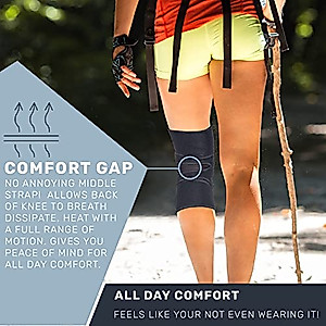 EXOUS BODYGEAR Knee Brace Meniscus Tear Support Fits Women, Men For Arthritis Acl, Mcl Pain Patented 4-way Adjustable NonSlip Wraparound Strap Dual Side Stabilizer For Patella Stability Size [medium]