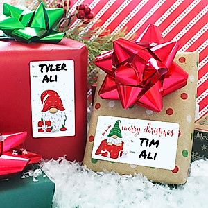 Christmas Gnome Gift Tags, Peel and Stick Christmas Gift Tags, Gnome Christmas Wrapping Paper Supplies - 75 Gift Wrap Tags