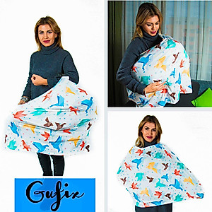 Nursing Breastfeeding Cover Scarf - Baby Car Seat Canopy - Gift - Shopping Cart, Stroller, Car Seat Cover for Girls and Boys - Best Multi-Use Infinity Stretchy Shawl - Origami