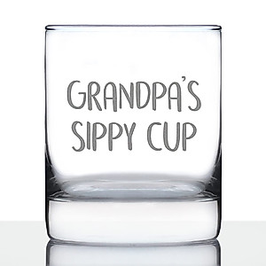 Grandpa's Sippy Cup - Unique Whiskey Rocks Glass for Grandfathers - Cute Grandparents Themed Gifts - 10.25 Oz