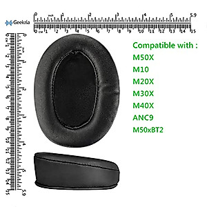 Geekria PRO Extra Thick Replacement Ear Pads for Audio-Technica ATH-M50X M50xBT2 M60X M40X M30X M20X M10X Headphones Ear Cushions, Ear Cups Cover Repair Parts (Black)
