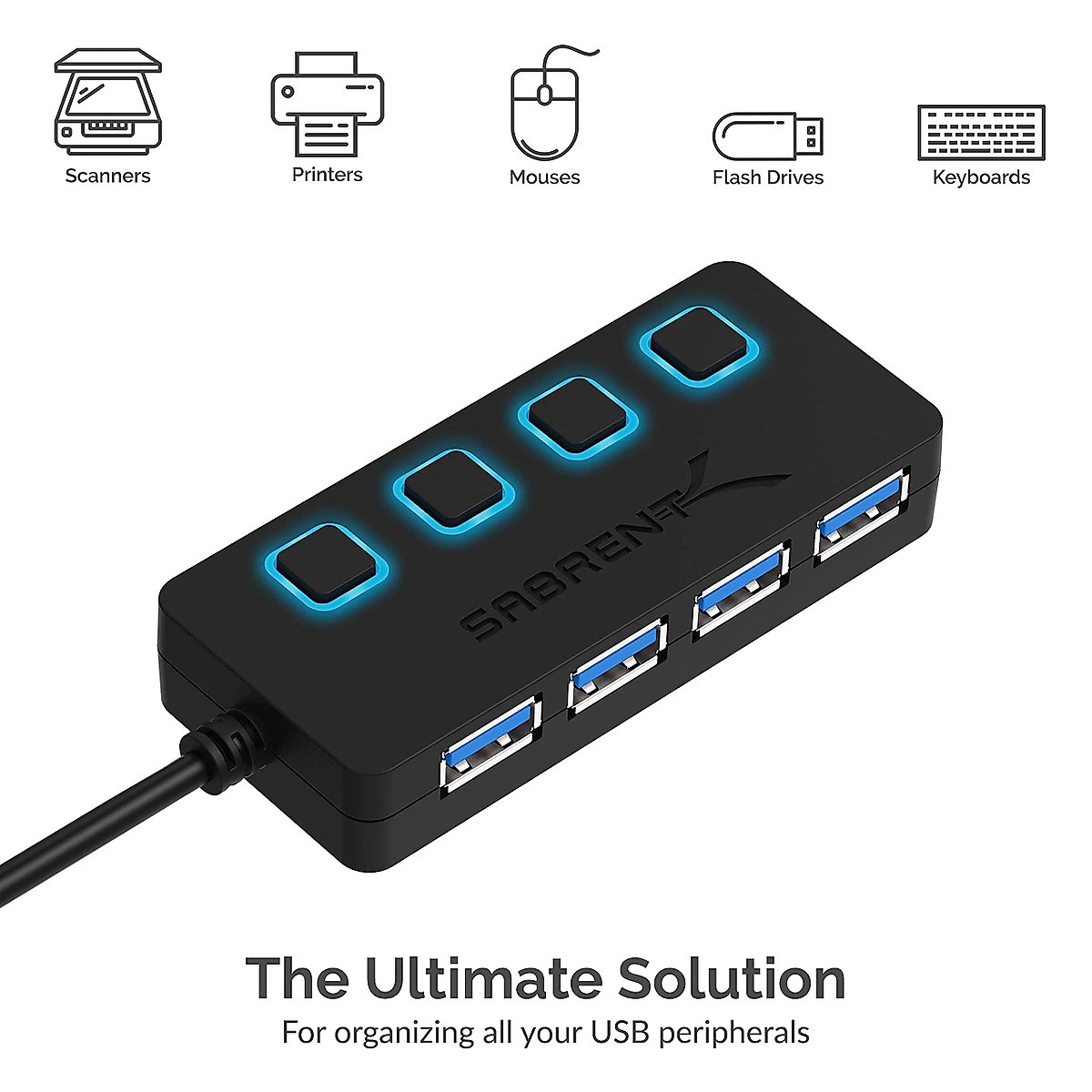 USB External Stereo Sound Adapter for Windows and Mac + SABRENT 4-Port USB 3.0 Data Hub