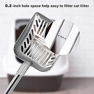 Acalu Cat Litter Scoop,Metal Long Handle Kitty Litter Scooper,Heavy Duty Cats Pooper for Litter Box Pet Poop Shovel 32inch