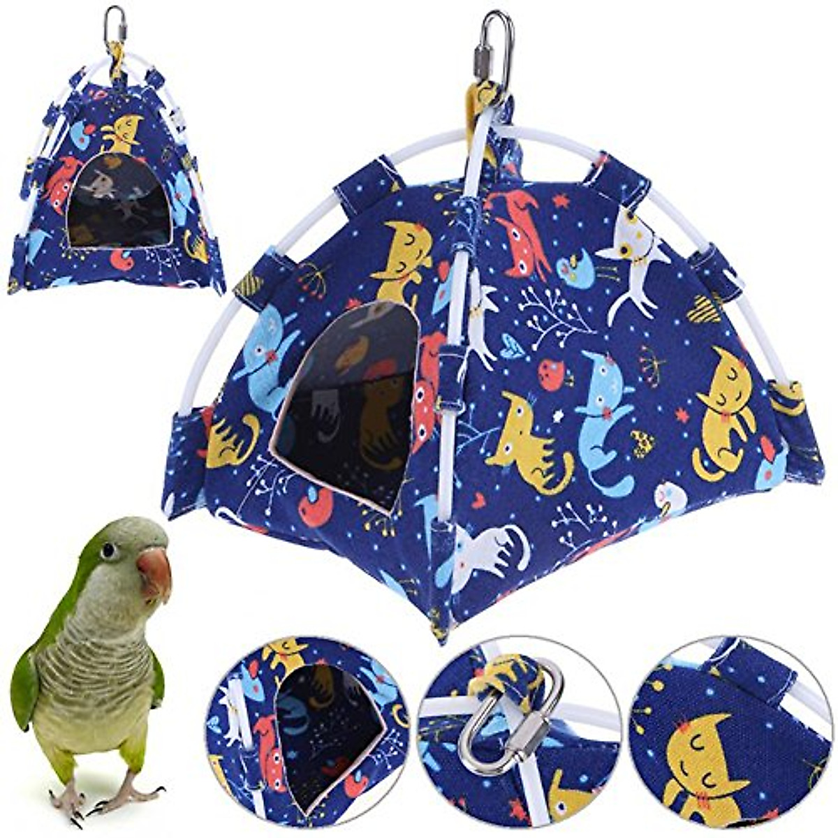 AIRUIFENG Winter Warm Bird Nest Tent Hanging Hammock Toy for Parakeet Cockatiel Cockatoo Conure Lovebird African Grey Amazon Macaw Eclectus Medium Large Parrot Cage Perch Stand (L)