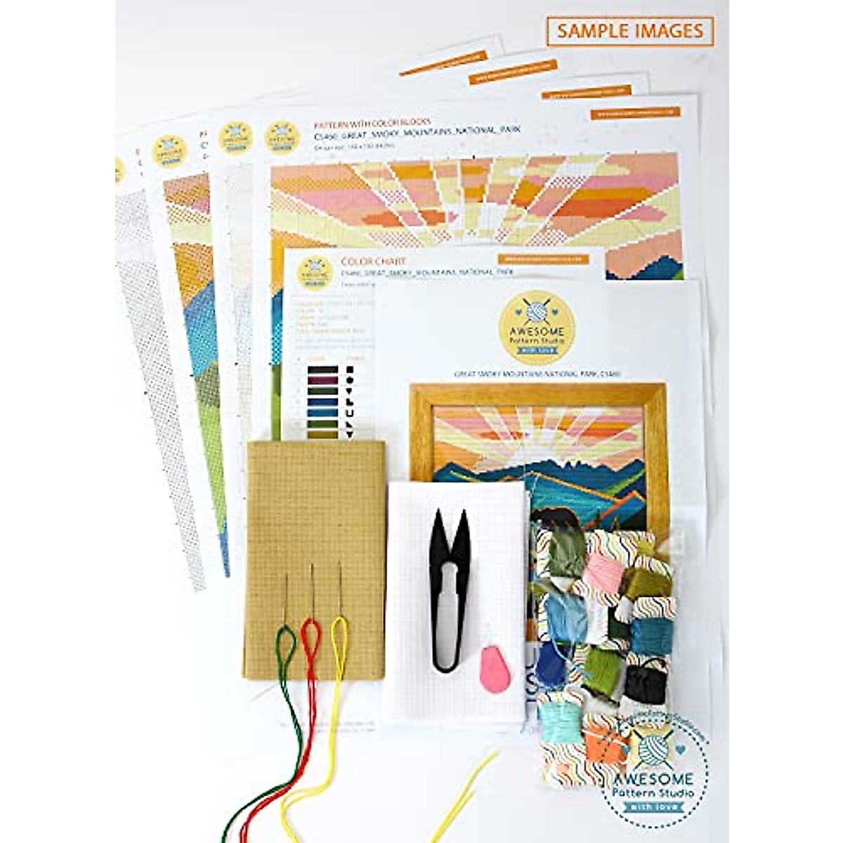 Mandala Hummingbird K309 Counted Cross Stitch KIT#2. Threads, Needles, Fabric, Clippers, Needle Threader and Printed Pattern Inside. Embroidery Pattern Kit