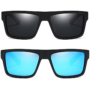 Tramean Retro Polarized Sunglasses for Men and Women Classic Vintage Square Sun Glasses UV400 Protection,2 Pack