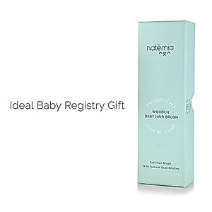 Natemia Quality Wooden Baby Hair Brush for Newborns & Toddlers | Natural Soft Bristles | Ideal for Cradle Cap | Perfect Baby Registry Gift