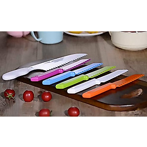 ONUPGO Kid Plastic Kitchen Knife Set, 4-Piece Plastic Knife Set - Chef Nylon Knife/Children's Cooking Baking Knives for Fruit, Bread, Cake, Lettuce Knife, Salad Knife and Safe Kitchen Knife