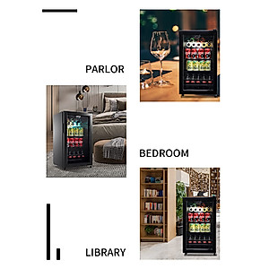 KRIB BLING Beverage Refrigerator Cooler 120 Can Freestanding Beverage Cooler with Adjustable Shelving Glass Door for Beer Soda or Wine for Home Office or Bar