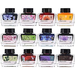 Jixiangdou Calligraphy Ink,12 Colors Dip Calligraphy Pen Inks Set for Art,Writing,Signatures,Calligraphy, Decoration, Gift (15ml)