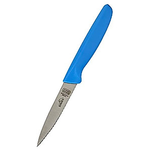 The Kosher Cook Dairy Blue Kitchen Knife - 4” Steak and Vegetable Knife - Razor Sharp Pointed Tip, Serrated Edge - Color Coded Kitchen Tools