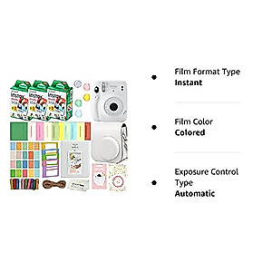 Fujifilm Instax Mini 11 Instant Camera with Case, 60 Fuji Films, Decoration Stickers, Frames, Photo Album and More Accessory kit (Ice White)