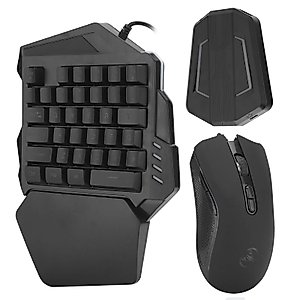 One-Handed RGB Gaming Keyboard and Combo with Converter, 3200 DPI Mouse, 35 Keys Gaming Keypad Adapter Base Kit Set for/X-One/for PS3/X-360/for Switch