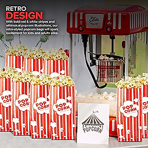 1 oz Paper Popcorn Bags Bulk (500 Pack) Small Red & White Pop-corn Bag Disposable for Carnival Themed Party, Movie Night, Halloween, Popcorn Machine Accessories & Supplies, Individual Servings