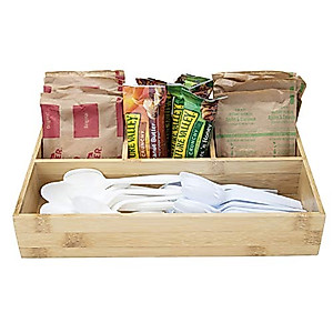 Mind Reader Bamboo Desk, Drawer, Coffee Condiment, Makeup Organizer, 4-Section, Brown