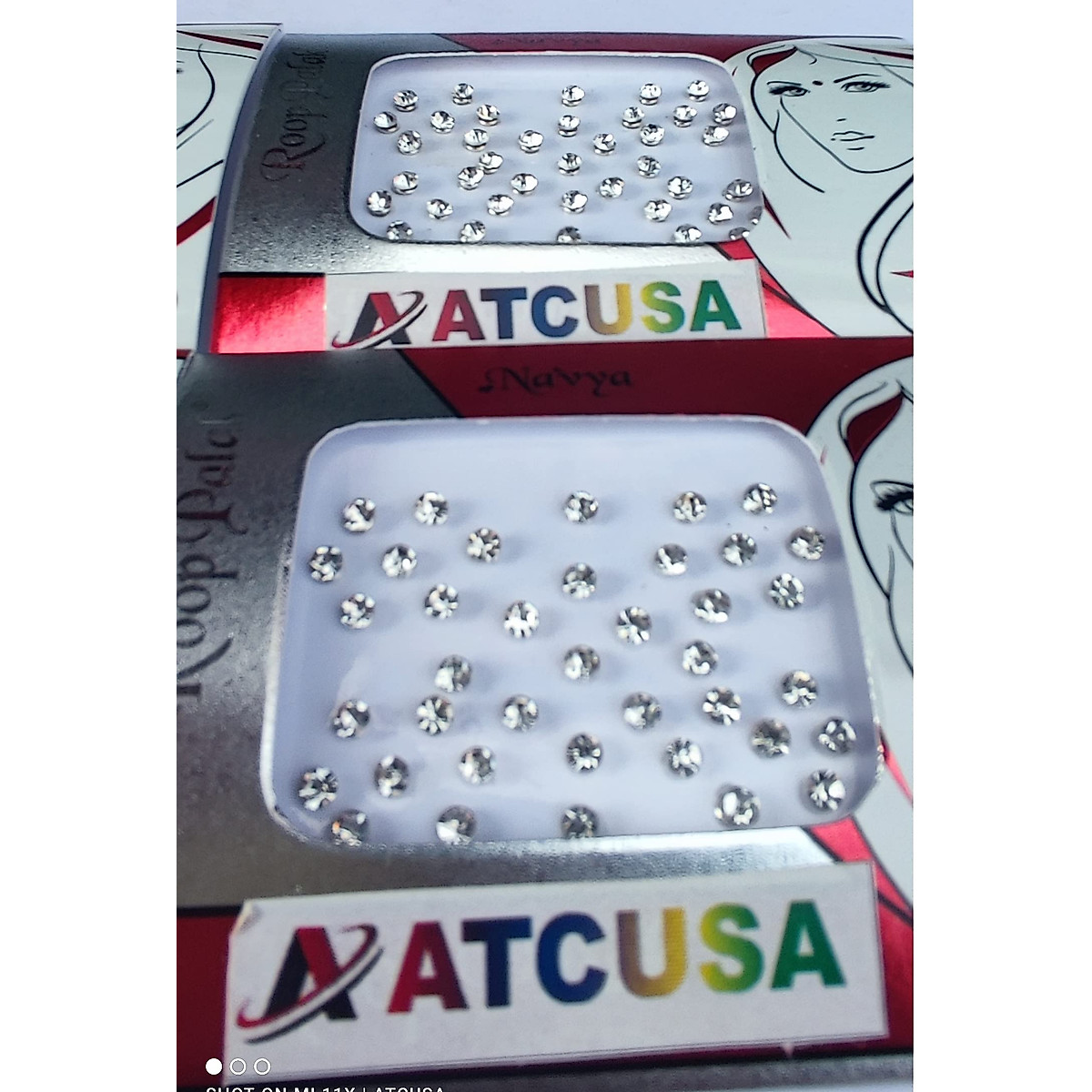 ATCUSA 140+ Bindi Dots Diamond Crystal Fake Nose stud/Indian Bindi for women Face Jewels silver black Multi temporary tattoo Packet Silver/White Crystal Stones - Size 3mm