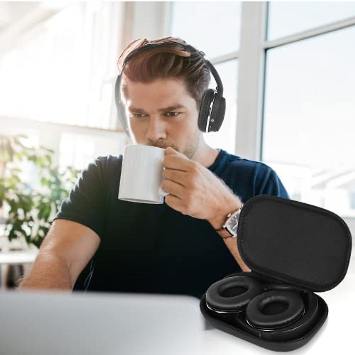 UrbanX UX991 Wireless Bluetooth Stereo Earphones High Resolution Audio Deep Bass Superior Comfort Over The Ear Headphones with Mic for Samsung Galaxy Tab S7 FE Phone Call Support