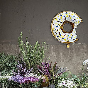 Donut Foil Balloon Doughnut Mylar Balloons Sweet Candy Balloon for Baby Shower Party Decoration White 6pcs