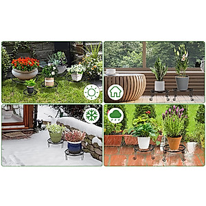 5 Pack Metal Plant Stands for Indoor Outdoor Plants, Heavy Duty Flower Pot Stands, Black Rustproof Iron Planter Holder, Round Garden Container Plant Rack, Potted Plant Shelf for Garden Home Corner