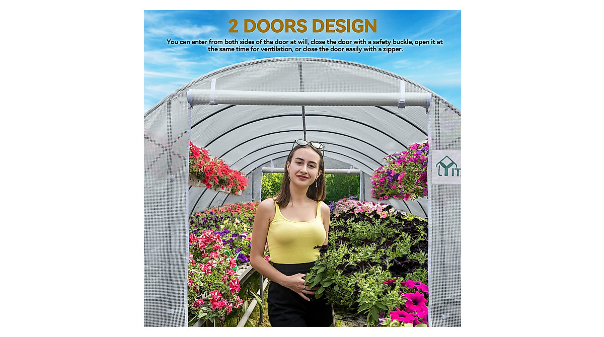 YITAHOME 26'x10'x7' Heavy Duty Greenhouses Large Walk-in Greenhouse ...