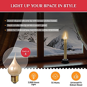 Creative Hobbies® 7194PSA Large Medium Base Champagne Silicone Light Bulbs, 7.5 Watt, Individually Boxed, Wholesale Pack of 6 Bulbs