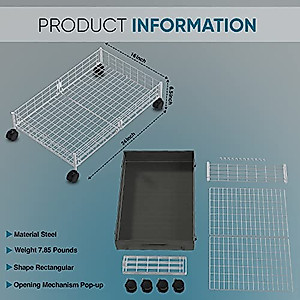 Under Bed Storage Containers With Wheels, Under Bed Storage With Wheels, Rolling Underbed Storage, With Bag-Under Bed Storage Containers, Under Bed Storage for Clothes, Shoes, Blankets, 2in1 (White)