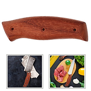 Zerodeko Kitchen Knife Replacement Handle Wooden Knife Repair Handle Cutter Grip Handle Knife Replacement Accessories Parts with Nuts for Home Dark Red