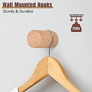 LYOOmaLL Wood Wall Hooks, 6 Pack Natural Walnut Wood Coat Hooks Wall Mounted | Rustic Wooden Hooks Heavy Duty Robe Hook Hat Rack | Hooks for Hanging Bathroom Towels Clothes Hanger