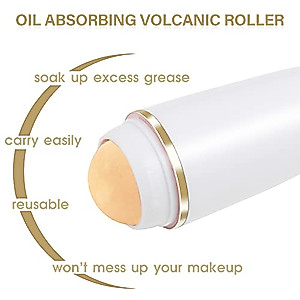 Oil Control On The Go, Oil Absorbing Volcanic Roller with Two Replaceable Volcanic Ball and Cleaning Sponge, Reusable Portable Oil Control Roller, Oil Control Blotting Tool