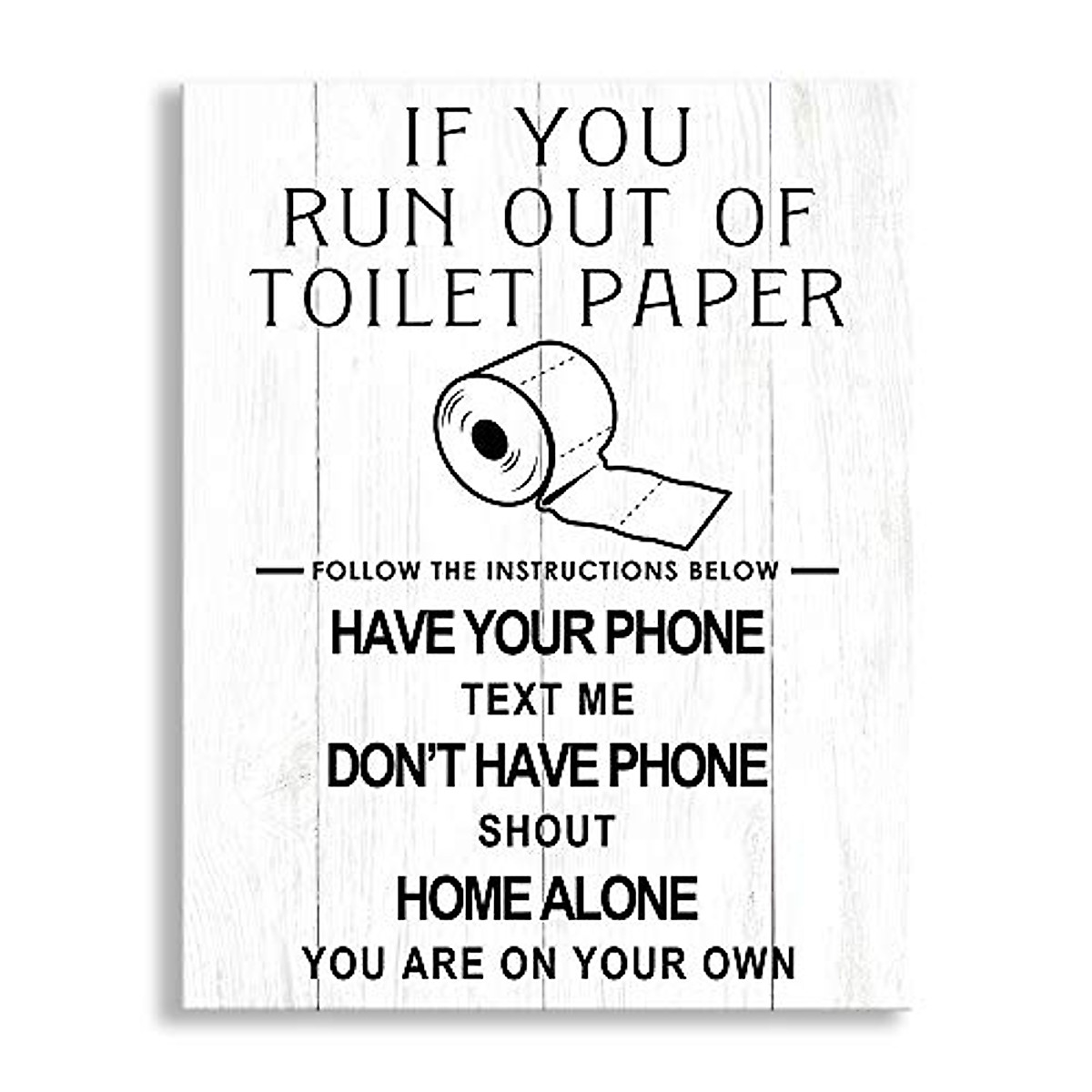 Kas Home Funny Bathroom Canvas Wall Art | Rustic Bathroom Prints Decorative Signs Framed | Restroom Washroom Wall Decor