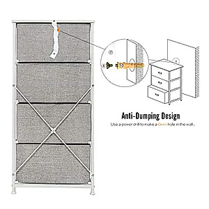 4-Drawer Storage Organizer Unit Dresser Storage Tower with Metal Frame for Clothing, Sweaters, Jeans, Blankets - White