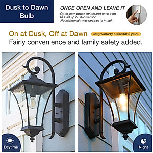 FLSNT Dusk to Dawn Outdoor Sensor ST19 LED Light Bulb, 7W (60W Eqv.), 800LM,Vintage Filament E26 Base, Auto On/Off Photocell Automatic for Energy-Efficient Outdoor Lighting, 2700K Soft White, 4 Pack