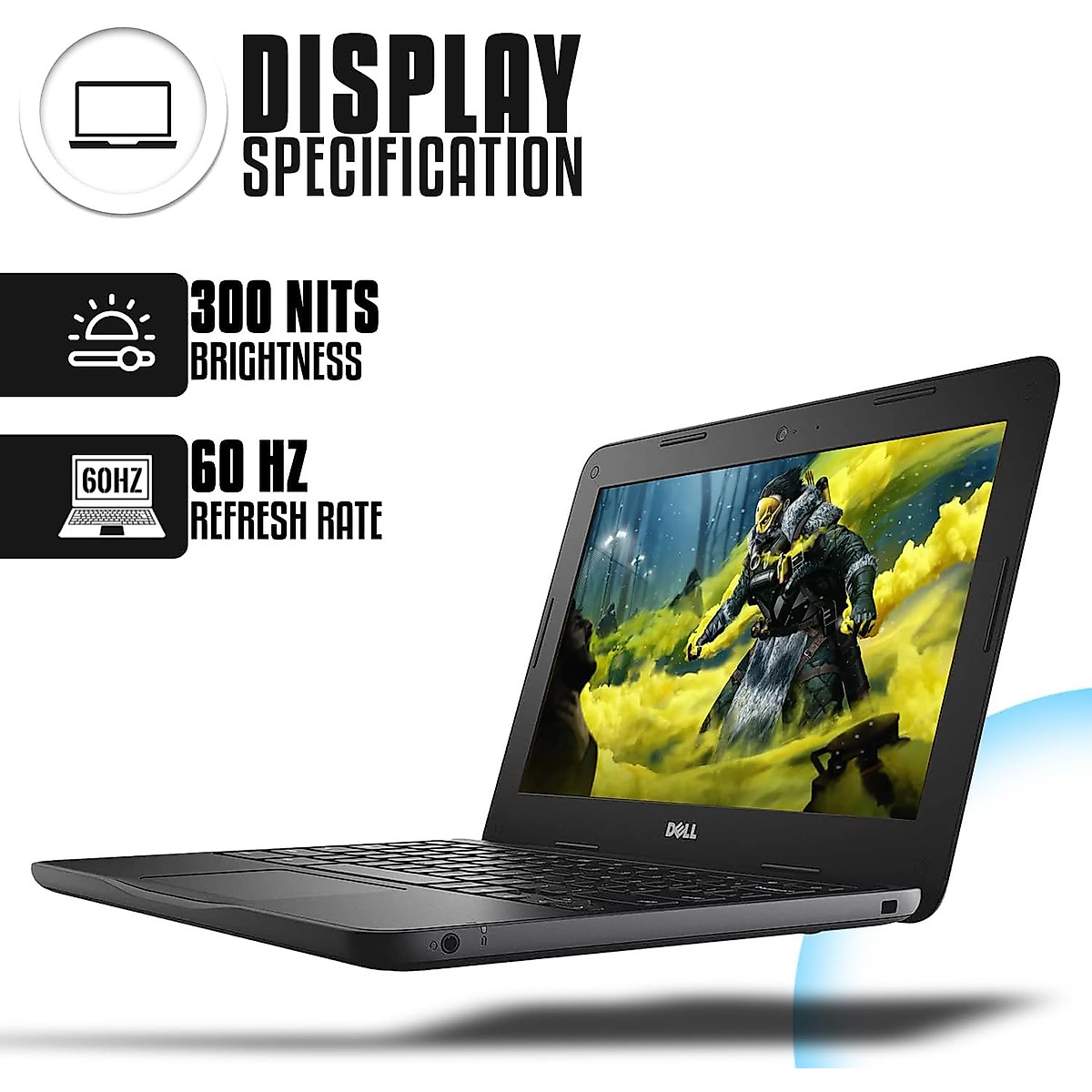 Dell Chromebook 3180 Laptop PC, Intel Celeron N3060 Processor, 4GB Ram, 16GB SSD Storage, Wi-Fi | Bluetooth, HDMI, USB 3.1 Gen 1, Web Camera, Chrome OS (Renewed)