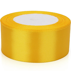 Nsilu 25 Yards 1-1/2 inches Wide Satin Ribbon Suitable for Wedding, Party and Gift Box Packaging Ribbon (Yellow, 1-1/2")