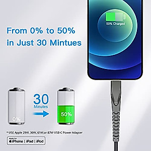 KINPS MFI Certified (10ft/3m) USB C to Lightning Fast Charging Cable Compatible with iPhone 12/12 Pro Max/11/11 Pro/11 Pro Max/XS/XR/X, Supports Power Delivery(for Use with Type C Chargers), Grey