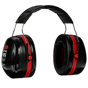 3M PELTOR Optime 105 Earmuffs H10A, Over-the-Head, Black/Red