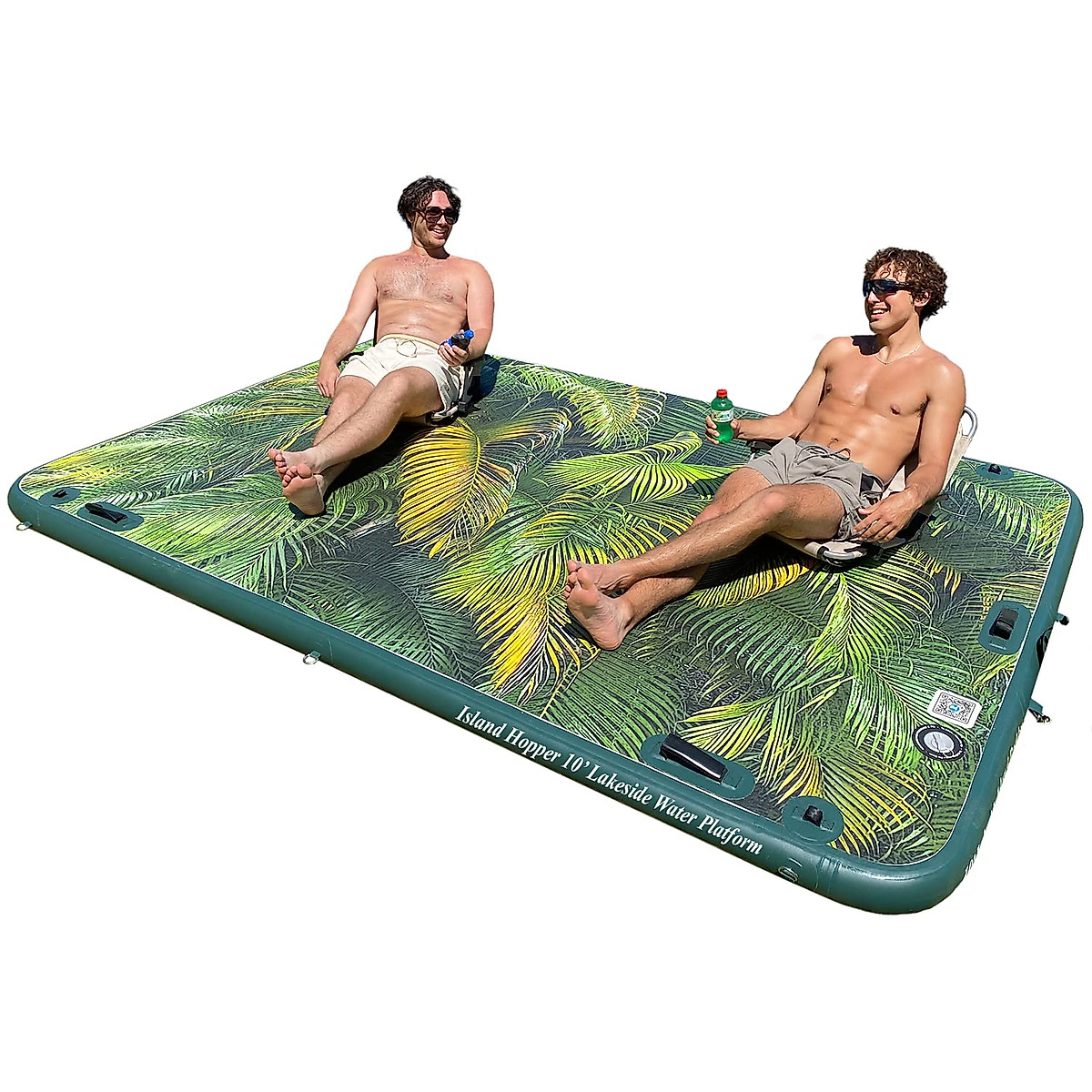 Island Hopper Lakeside Tropical Graphics Series 10ft x 6ft inflatable water platform floating dock & bouncer slide (Platform Only)