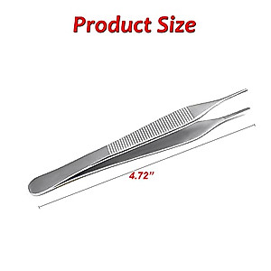 MEDSPO Professional Tweezers | Orthodontic Surgical Medical | Dental Bracket Placing | Cotton Dressing Tissue Forceps | Direct Bonding Serrated Suture Plier CE (Adson Tweezers -12cm)
