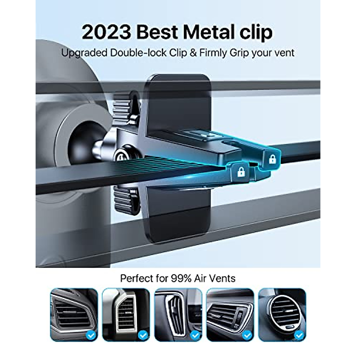 (2023 Upgraded) andobil Car Phone Mount [Military Sturdy, Firmly Grip & Never Slip] Air Vent Cell Phone Holder Car, Ultra Stable, Easy Used, Compatible with iPhone 13 14 12 Pro Max Android Samsung S23