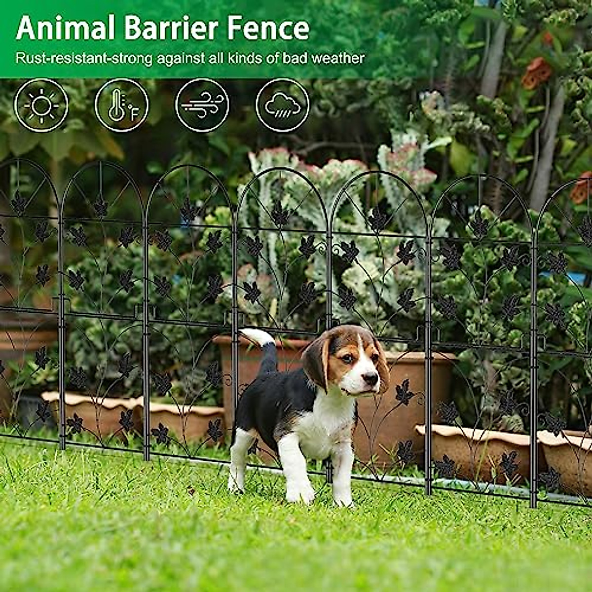 Sunexinlo 3Ft Tall Garden Fence, 15-Pack High Garden Fencing Decorative No dig Animal Barrier Metal Border Fence Panel for Yard, 15 Feet