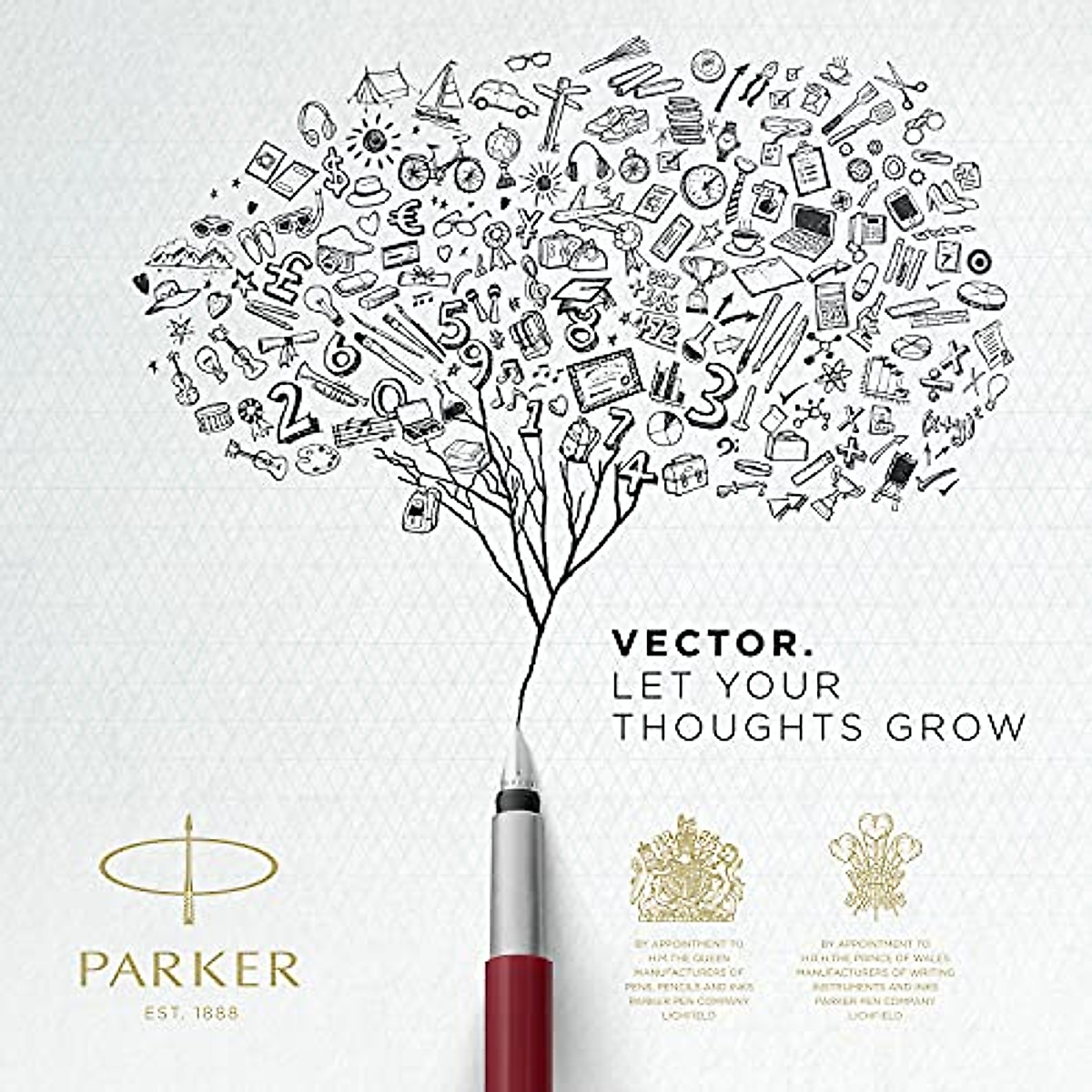 Parker 3501179801902 Fountain Vector, Black Pen, Multicolor