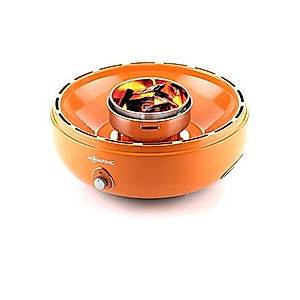 Homping Grill - Ultimate Portable Charcoal BBQ Grill. Produces Less Smoke. Combined with its Electric Fan for air/Heat Control. Tailgating Grill (Orange)