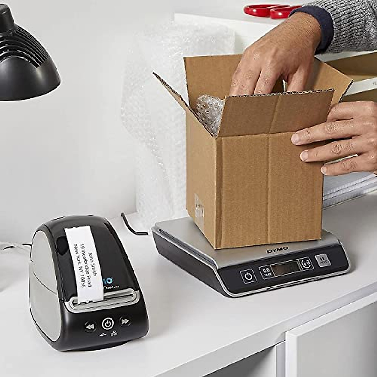 DYMO LabelWriter 550 Turbo Direct Thermal Label Printer, USB and LAN Connectivity - up to 90 Labels Per Minute, 300 dpi, Auto Label Recognition, Monochrome Label Maker, BROAGE Printer_Cable