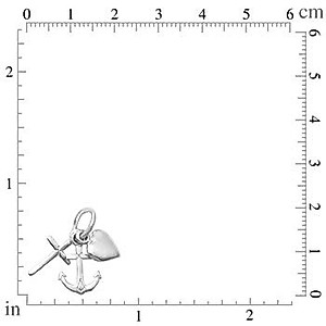 MIMI 925 Sterling Silver Faith Hope Charity - Heart Cross Anchor Charm Pendant