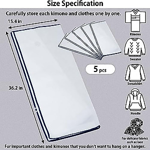 Astro 001-10 Kimono Storage Bag, White, 2-Way Opening, Set of 5, Transparent Window, Non-woven Fabric, Zipper Type
