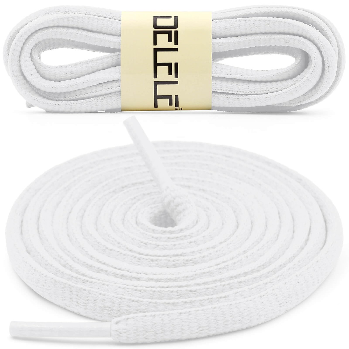 DELELE 2Pair Oval Shoes laces 42 Colors Half Round 1/4" Athletic ShoeLaces for Sport/Running Shoes Shoe Strings White -45 inch
